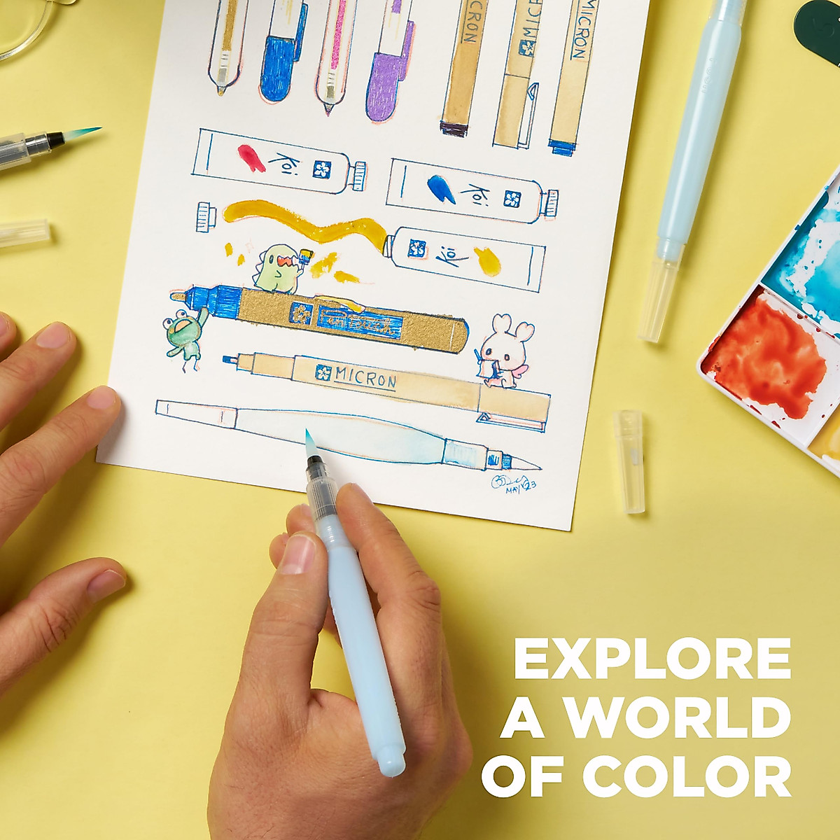 SAKURA Koi Pocket Field Sketch Kit - Watercolor Sets for Painting On the Go - 30 Colors - 1 Water Brush - 1 Sponge - 1 Mixing Palette