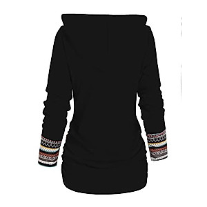 ZAFUL Women's Hoodies Long Sleeve Cowl Neck Button Hooded Shirts Knit Tops 2024 Fall Outfits Casual Boho Pullover Sweatshirt Black