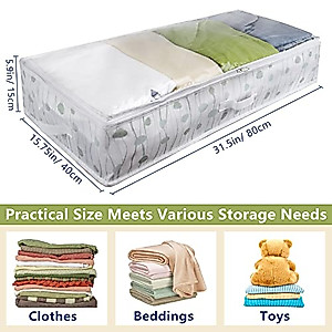 KANCNT Underbed Storage Bag with Clear Window, Clothes Organizers with 3 Reinforced handles,Foldable Storage Containers for Shoes,Clothes,Blanket,Bedding,Toys(2 Pack)