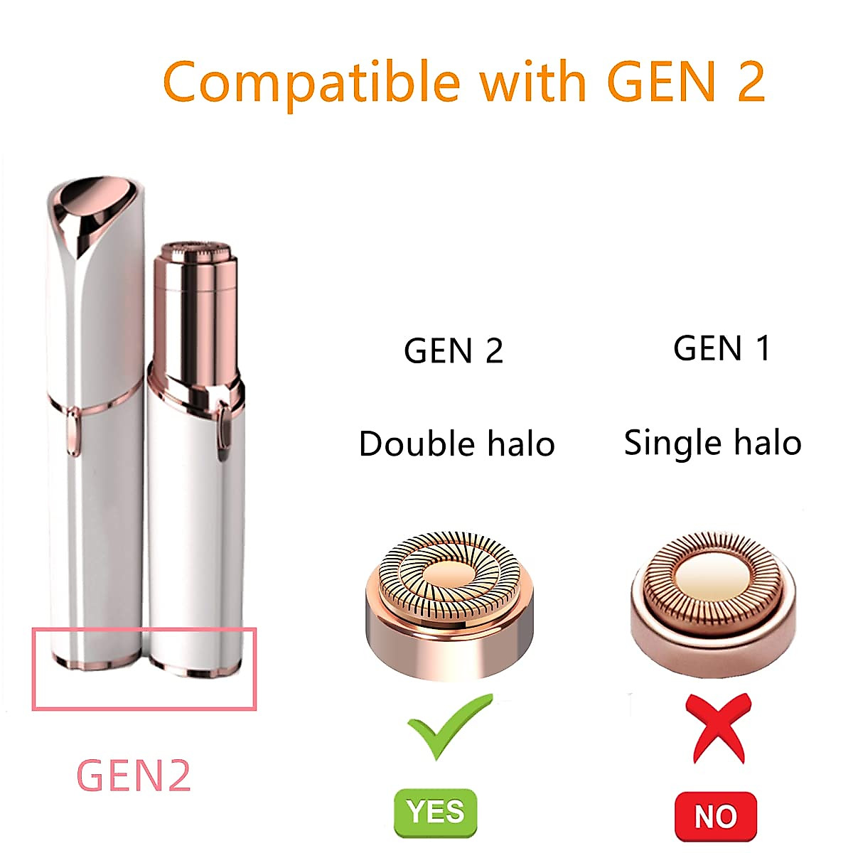 BECHY Facial Hair Remover Replacement Heads for Face,Compatible with Finishing Touch Flawless Facial Hair Removal Tool for Women,As Seen ON TV 18K Rose Gold Generation 2 Double Halo