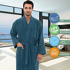 TowelSelections Turkish Terry Kimono Bathrobe - 100% Turkish Cotton, Terry Cloth Bath Robe for Women and Men, Made in Turkey (White, L/XL)