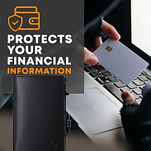 Minimalist RFID Blocking Leather & Titanium Men's Wallet with Pop Up Credit Card Holders