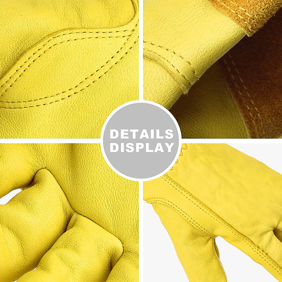 KINDE Gardening Gloves - Thorn Proof Cowhide Leather Rose/Blackberry Pruning Long Forearm Protection Gauntlet, Work Garden Gloves (YELLOW, Medium)