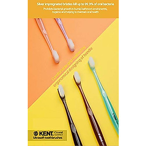 [Kent] Crystal Small Soft Firm Action Soft Toothbrush, Deep Cleaning Sensitive Teeth & Gums for Adults & Teens (Compact Size) - (Set of 5)
