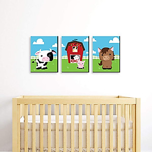Big Dot of Happiness Farm Animals - Barnyard Nursery Wall Art and Kids Room Decorations - Gift Ideas - 7.5 x 10 inches - Set of 3 Prints