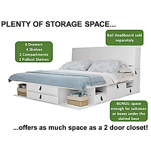 memomad Bali Storage Platform Bed with Drawers (Queen Size, Off White)