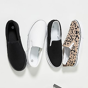 Women's Canvas Slip On Sneakers Fashion Flats Shoes White Canvas Shoes(White.US10)