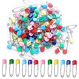 100 Pieces Diaper Pins 2.2 inch Baby Safety Pins Long Plastic Head Safety Pin with Locking Closures Plastic Head Cloth Diaper Pins Stainless Steel Nappy Pins Plastic Head Safety Pin