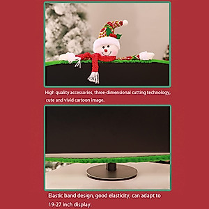 HKEJIAOI Christmas Computer Monitor Decor Indoor Home Office Decoration, Holiday Party Ornament Cute Laptop Border Cover 10 x 24 inch