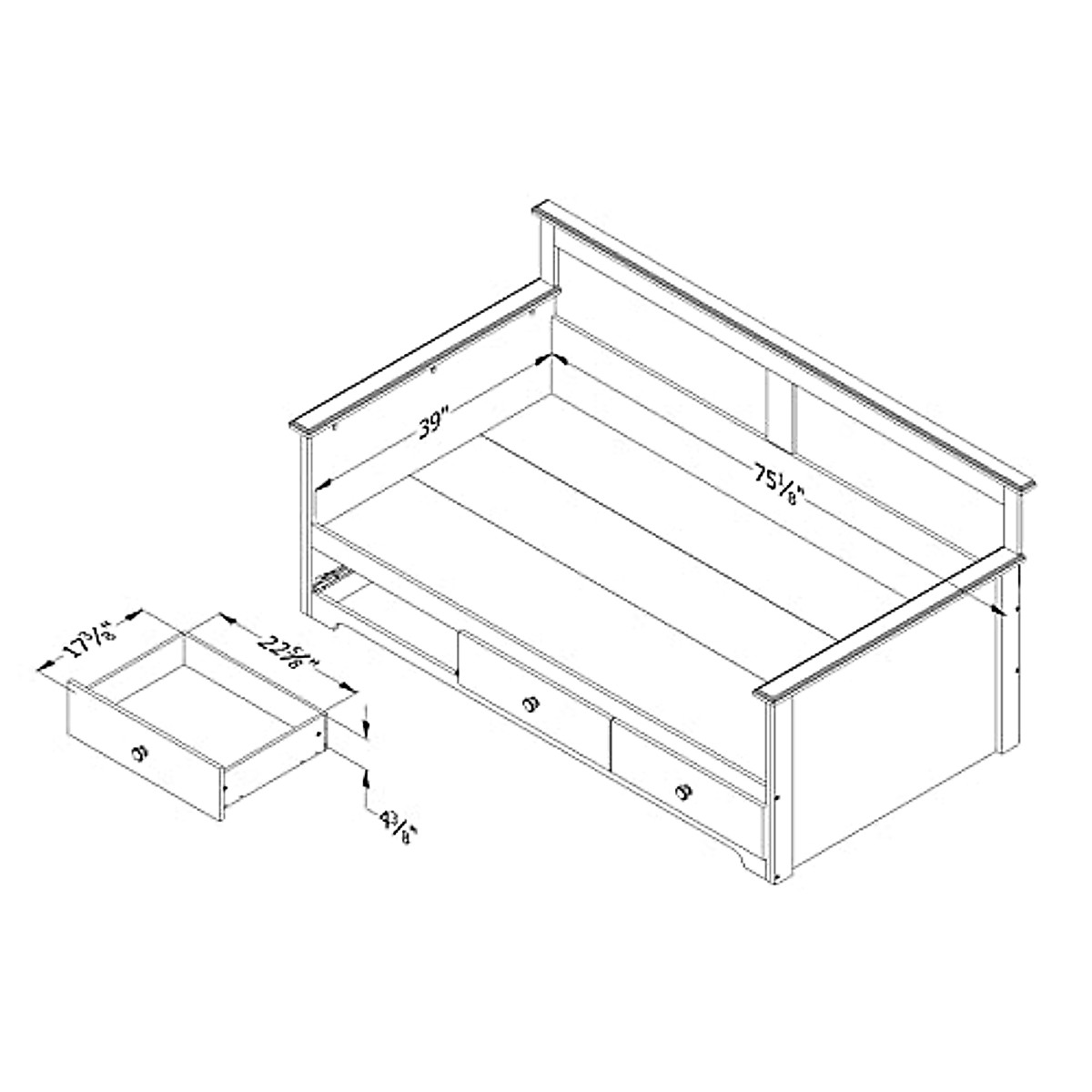 South Shore Daybed with 3 Storage Drawers, Blueberry