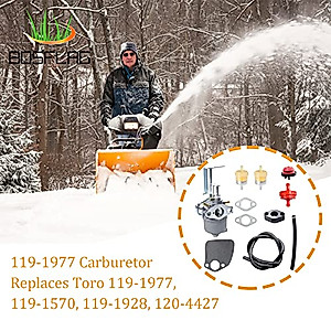 BOSFLAG 119-1977 Carburetor Replaces Toro 119-1977, 119 1977, 119-1570, 119-1928, 120-4427 for Toro 38272, 38587, 38282, 418ZR, 418ZE Power Clear 180 Snow Throwers