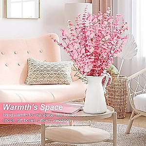 Glicrili Pink-Real-Eucalyptus-Stems, Pink Christmas Decorations, 17'' Tall Dry Flowers Bulk for Vase, Pink Halloween Boho Home Decor, Wedding, Party, Gifts, Floral Arrangement, Room Decoration