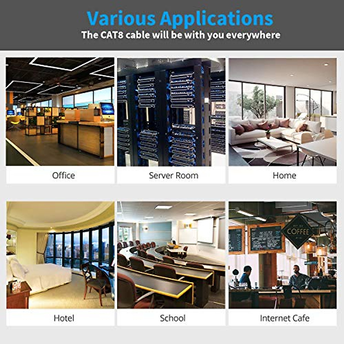 KASIMO CAT 8 Ethernet Cable 3 FT, Cat8 Internet Cable 40Gbps with RJ45 Gold Plated Connector SFTP, High Speed Gaming LAN Patch Cable, Compatible with Cat5/Cat6/Cat7, White (White, 3FT 1 Pack)