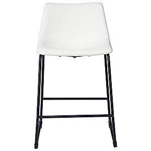Signature Design by Ashley Centiar Urban Industrial 23.75" Counter Height Bucket Seat Barstool, 2 Count, White