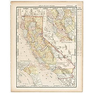 California with insets of Southern & Central Regions (1894)