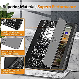 Fintie Slim Case for Amazon Fire HD 10 and Fire HD 10 Plus Tablet (Only Compatible with 11th Generation 2021 Release) - Soft TPU Smart Stand Back Cover with Auto Wake/Sleep, Composition Book