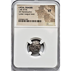 TR 48-20 BC Ancient Lyre Lycian League Authenticated Silver Coin Hemidrachm Very Fine NGC
