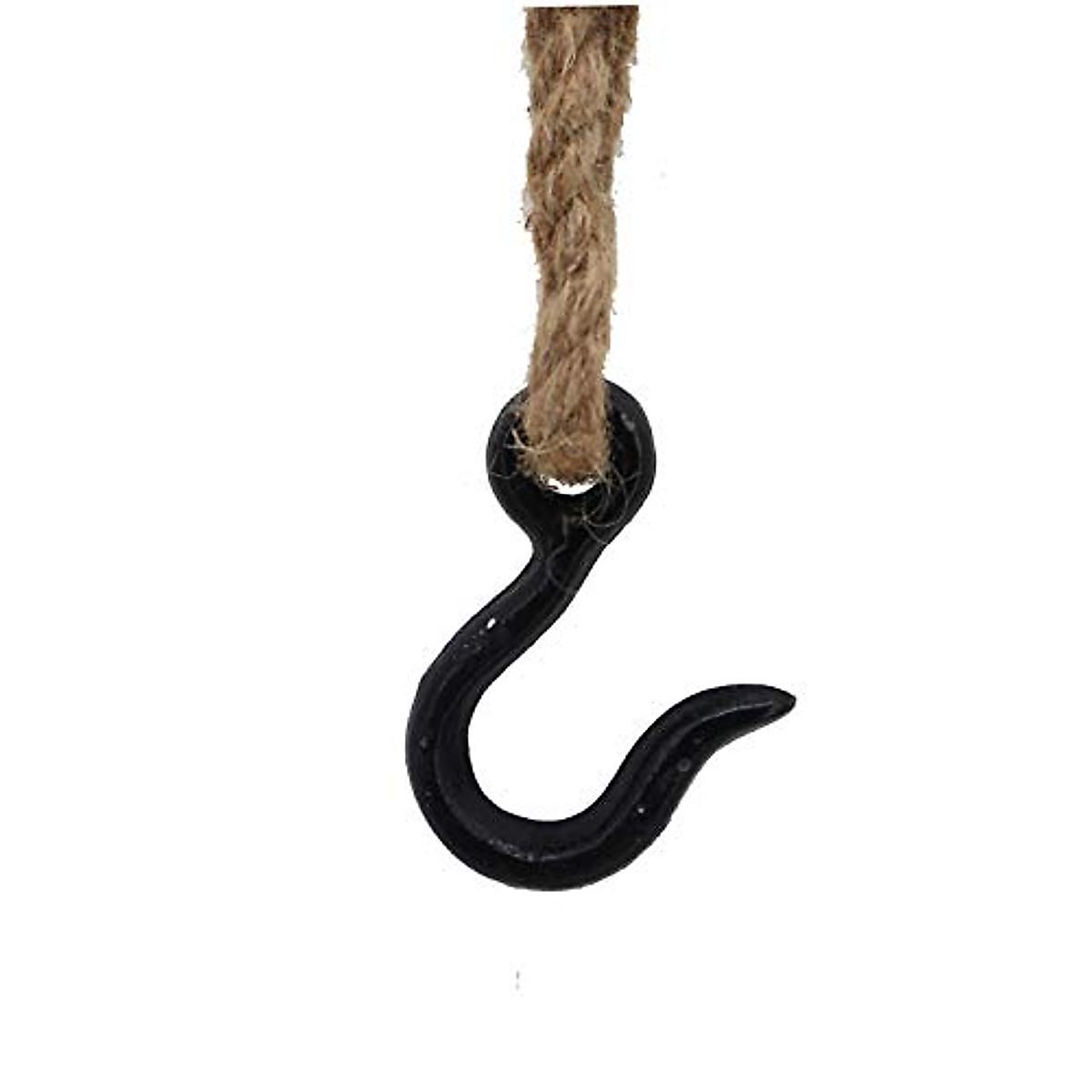 Parisloft Industrial Decorative Iron Faux Pulley Tackle with Jute Rope and Hook 23 x 4 x 4.5 Inches (Black)