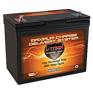 VMAX MR96-60 12V 60Ah AGM Deep Cycle Marine Battery for 12 Volt 40 Pound 40lb Thrust Trolling Motors