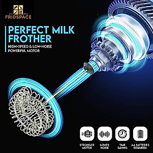 Handheld portable milk frother durable double whisk electric coffee machine, battery operated stainless steel milk mixer with stand, instant foam maker for latte, cappuccino, hot chocolate (Black)