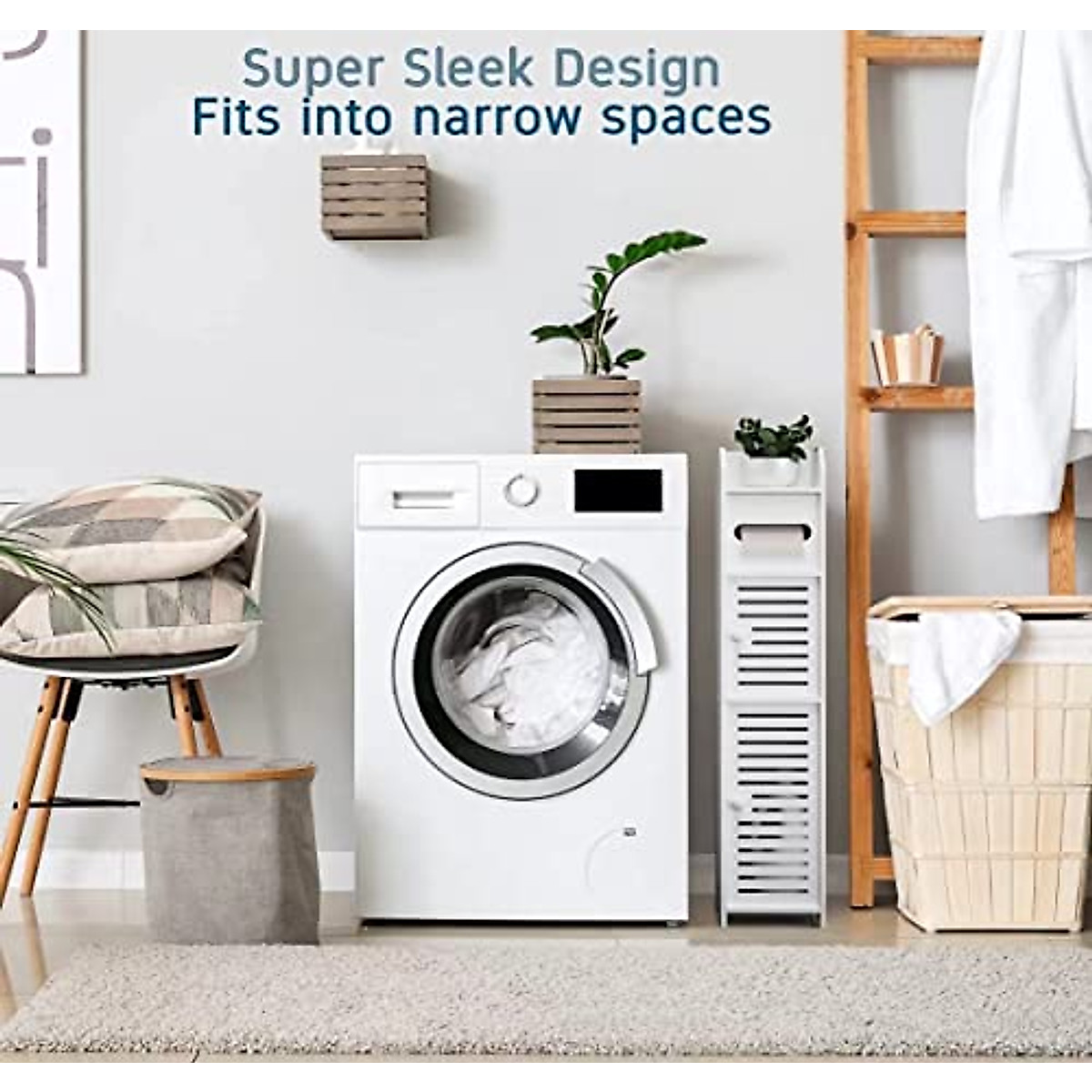 DECOMIL - Small Bathroom Storage Cabinet, Bathroom Storage Organizer |Storage Shelf, Slim, Toilet Paper Organizer, Towel Storage,ONE Door Model