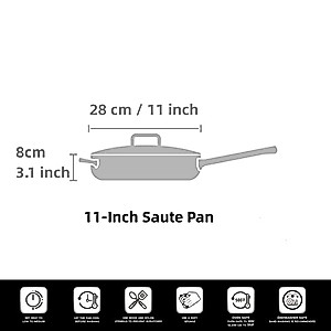 Cooks Standard Classic Stainless Steel Deep Lid 5 Quart/11-Inch Saute Pan, 5 Quart, Silver