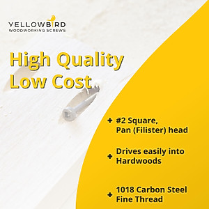 Yellowbird #6 x 1-1/4 Pan Head - Square Plain Lube - Fine Thread - Type 17 Pocket Screw - Bit Included - 800 Ct.
