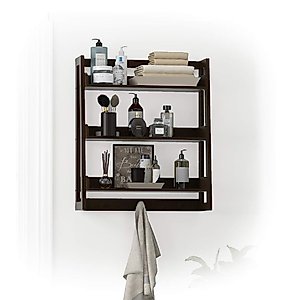 UTEX Bathroom Wall Shelf, 3 Tier Wall Mount Floating Shelves, Over Toilet Storage Shelf Organizer, Espresso