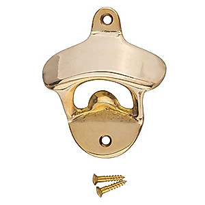 Cast Brass Classic Bottle Opener Wall Mounted | Vintage Bar Accessories for the Home or Restaurant | UA-725-PB