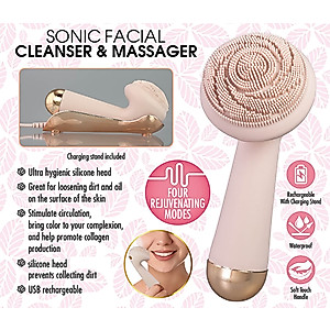 Silicone Facial Cleansing Brush - Sonic Face Cleanser and Massager Face Exfoliator - FineLife Products Scrubber - Exfoliating Skin Care Tools - Rechargeable Face Brushes for Men & Women