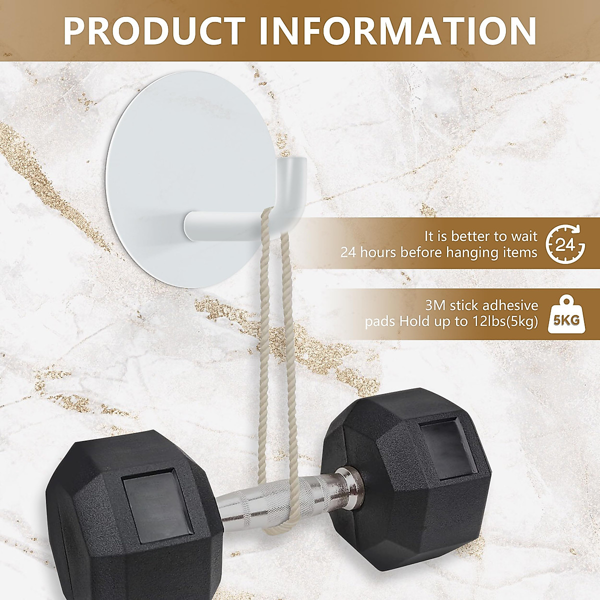 Oudbo Molartte 4-Packs Adhesive Towel Hooks, sus304 Stainless Steel Traceless Wall Hooks Bathroom or Kitchen, for Hanging Coat, hat, Towel. White