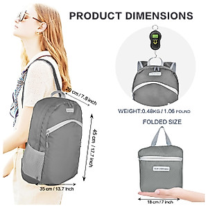 BEMYGREENBAG Waterproof foldable backpack lightweight packable bag for outdoor sport swimming kayaking Wet and Dry separated kids camping backpack (Grey)