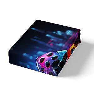 Manfei Video Games Duvet Cover Set Queen Size, Geometric Honeycomb Bedding Set 3pcs for Kids Boys Teens Room Decor, Modern Gamer Gaming Comforter Cover Children Gamepad Quilt Cover with 2 Pillowcases