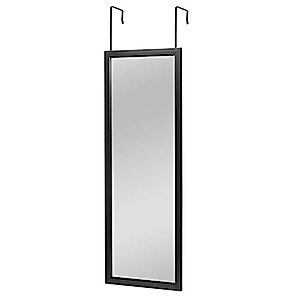 MIRUO Over The Door, Wall Mirror Dressing Make Up Full Length Hanging, Polystyrene Frame for Bathroom, Bedroom, Living Room, Dorm and More (Black, 43" x 16")