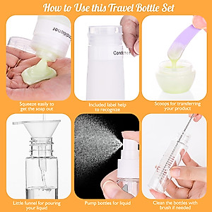 JBYAMUS 16 Pcs Silicone Bottles Set, Leak-Proof Design, Travel Size, TSA Approved for Toiletries, Portable Containers for Women (White-White)