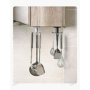 Beecora Under Cabinet Storage Hooks – Multi Hook Adhesive Hanger for Hanging Kitchen Utensil Spoon Spatula Holder Rack for Jewelry Keys Home Office Shelf Kids Bath Room Beauty Organizer [2PK Grey]