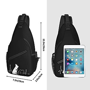 Heartbeat German Shepherd Sling Bag Crossbody Daypack Travel Hiking Mini Fashion Shoulder Backpack for Men Women Kids