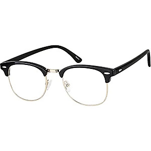 ZENNI Blue Light Blocking Glasses for Women Men Browline Frame Black Semi Rimless Relieve Digital Screen Eye Strain Clear Lens