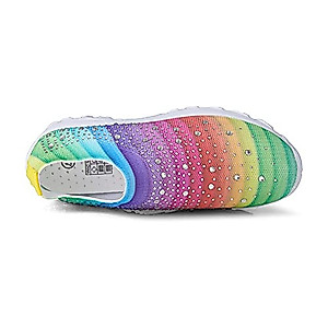 Women's Crystal Breathable Orthopedic Slip On Walking Shoes, Rhinestone Glitter,Ultra-Light Breathable. (9US, Rainbow)