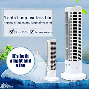 Tower Fan, Small Stand up Desk Fan, with 2 Speeds, 2 Dimming Adjustable Angle Night Light, USB Power, Personal Bladeless Fan for Home Bedroom Office, Electric Table Fan (pink)