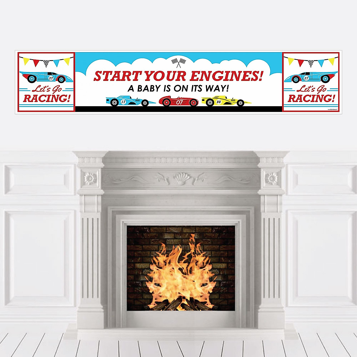 Big Dot of Happiness Let’s Go Racing - Racecar - Baby Shower Race Car Decorations Party Banner