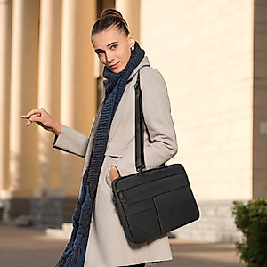 MicaYoung 14 Inch Laptop Messenger Shoulder Sleeve Bag for Asus Acer HP Chromebook 14/HP Stream 14/Latitude/Thinkpad, Lightweight Computer Carry Case Briefcase with Handle and Shoulder Strap, Black
