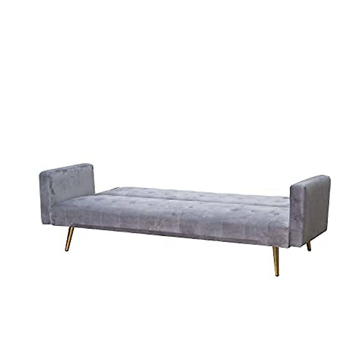Kingway SF-6005 Convertible Futon, Velvet Couch Sofabed, L76,W37.8,H22.8, Gray Sleeper