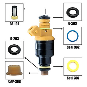 HiSport Fuel Injector Seal Kits Include O-rings, Pintle Caps, Seal Spacers and Filter Baskets Universal Repair Set Replaces 0280150962 [8 Set]