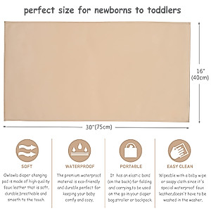 Owlowla Baby Diaper Changing Pad Portable Changing Mat Travel Changing Pad Liner for Baby and Small Toddler(Beige&Brush Strokes)