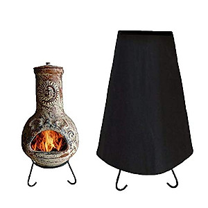 DANCHENG Classic Classic Chiminea Accessories Water-Resistant 8"X24"X48"inches Inches Brown Chiminea Cover Fire Pit Heater Cover，Outdoor Garden Heater Cover