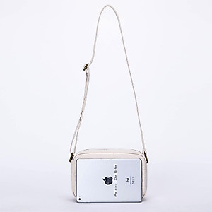 YONBEN Square Crossbody Bag with Adjustable Length Women Cotton Canvas Casual Shoulder Work Bag (Black)