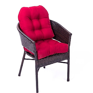 Wadser 2 Pack Seat Cushions Black, Waterproof Wicker Chair Cushions, U-Shape Tufted Chair Pads 19x19 inches for Patio Garden Chairs