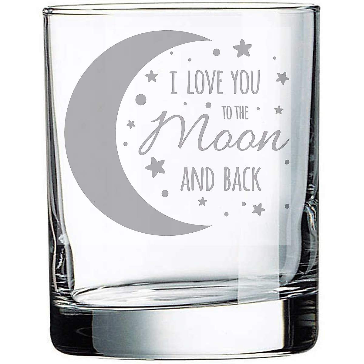 Alankathy Mugs I love you to the moon and back message quote wine glass (10 OZ WHISKEY ROCK GLASS)