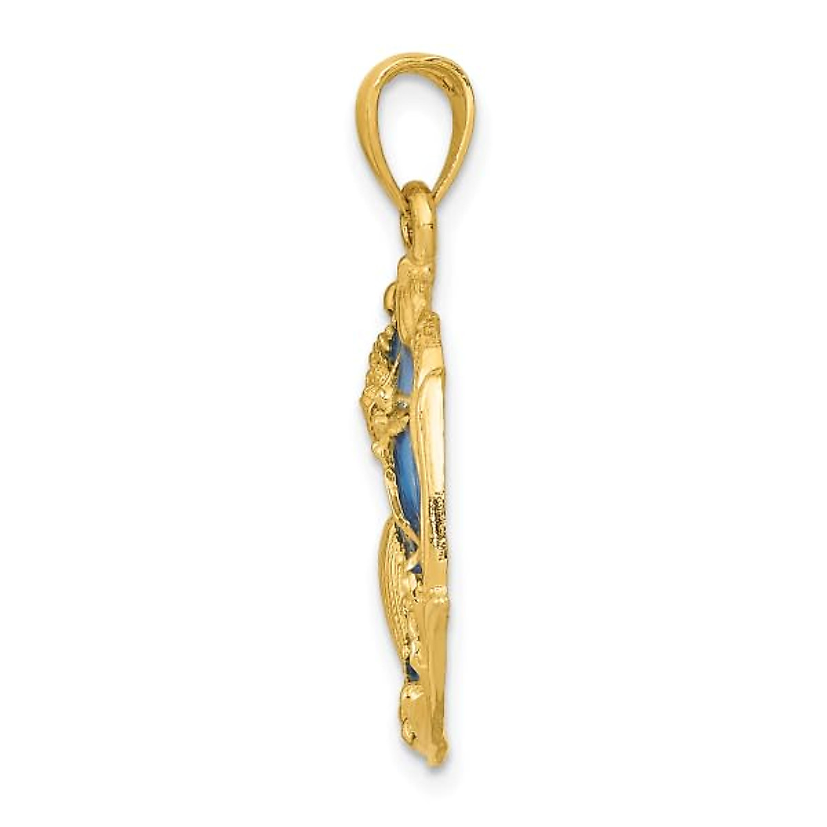 IceCarats 14K Yellow Gold Blue Shell Necklace Charm Pendant Acrylic Only